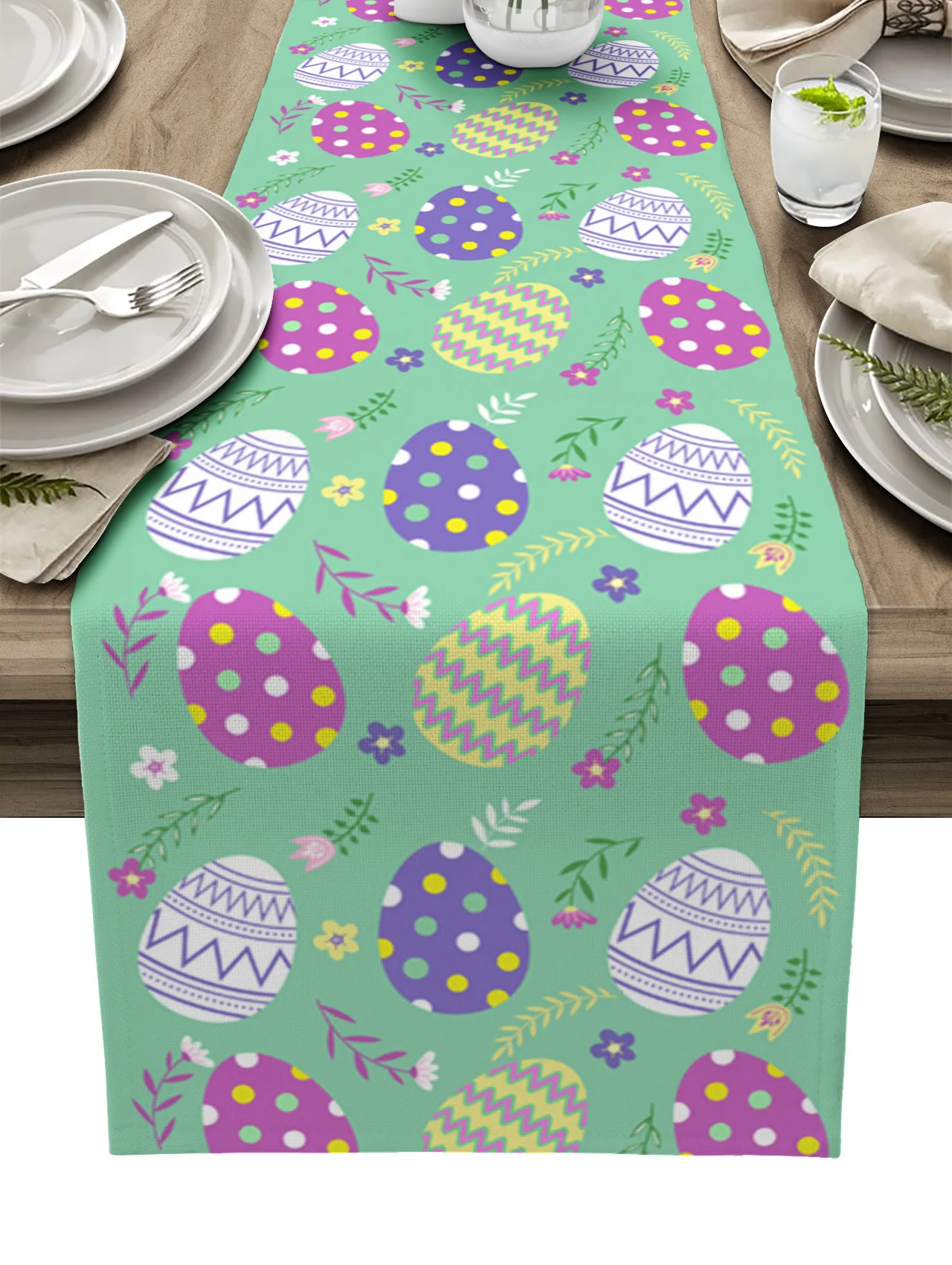 Spring Easter Watercolor Easter Egg Table Runner Easter Party Dining Table r Wedding Holiday ...