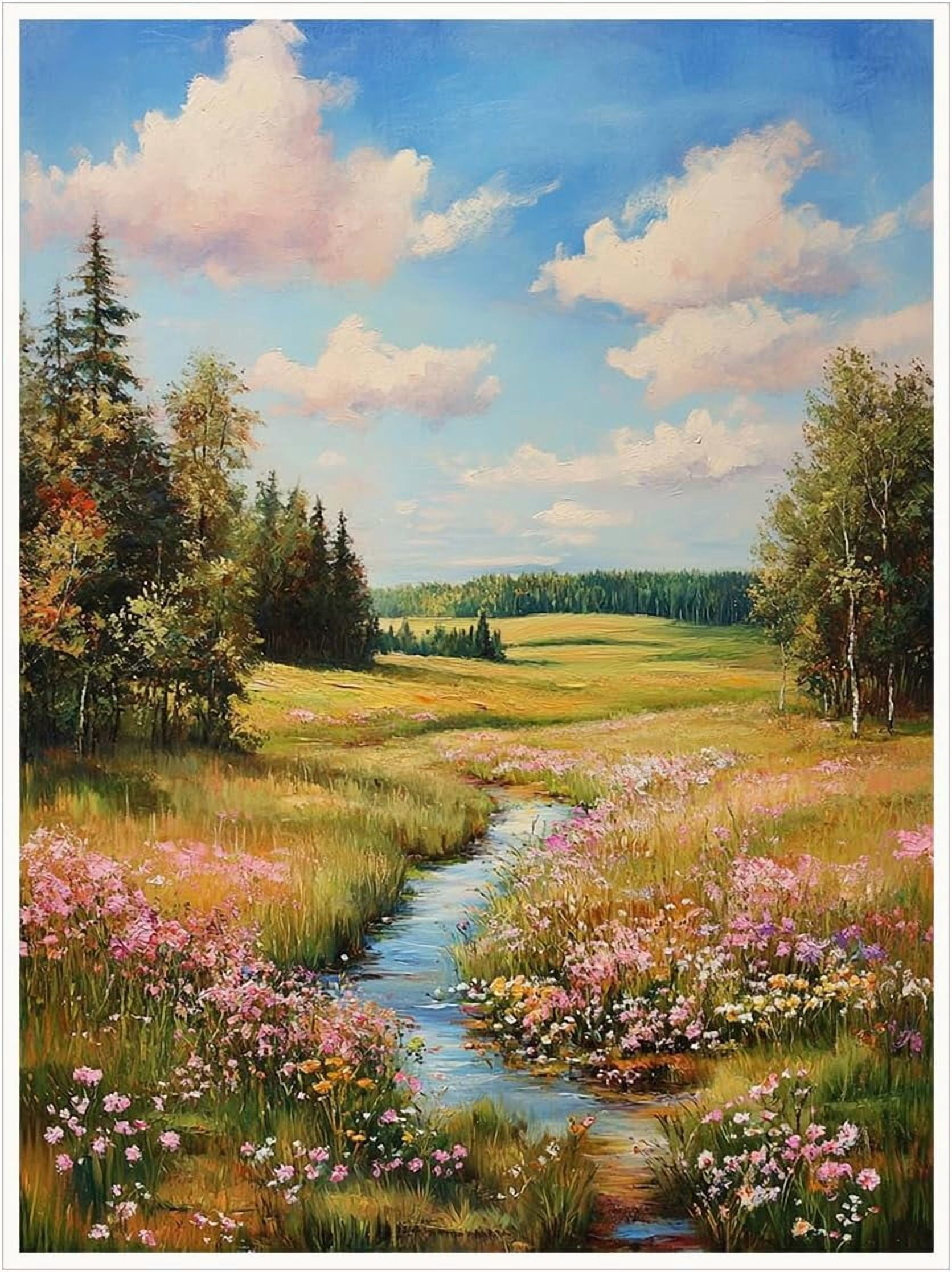 Spring Easter Wildflowers Wall Art Flowers blooming in the field Canvas ...
