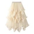 Spring Elastic Women Mesh Solid Skirt A Line Color Waist Long Skirt