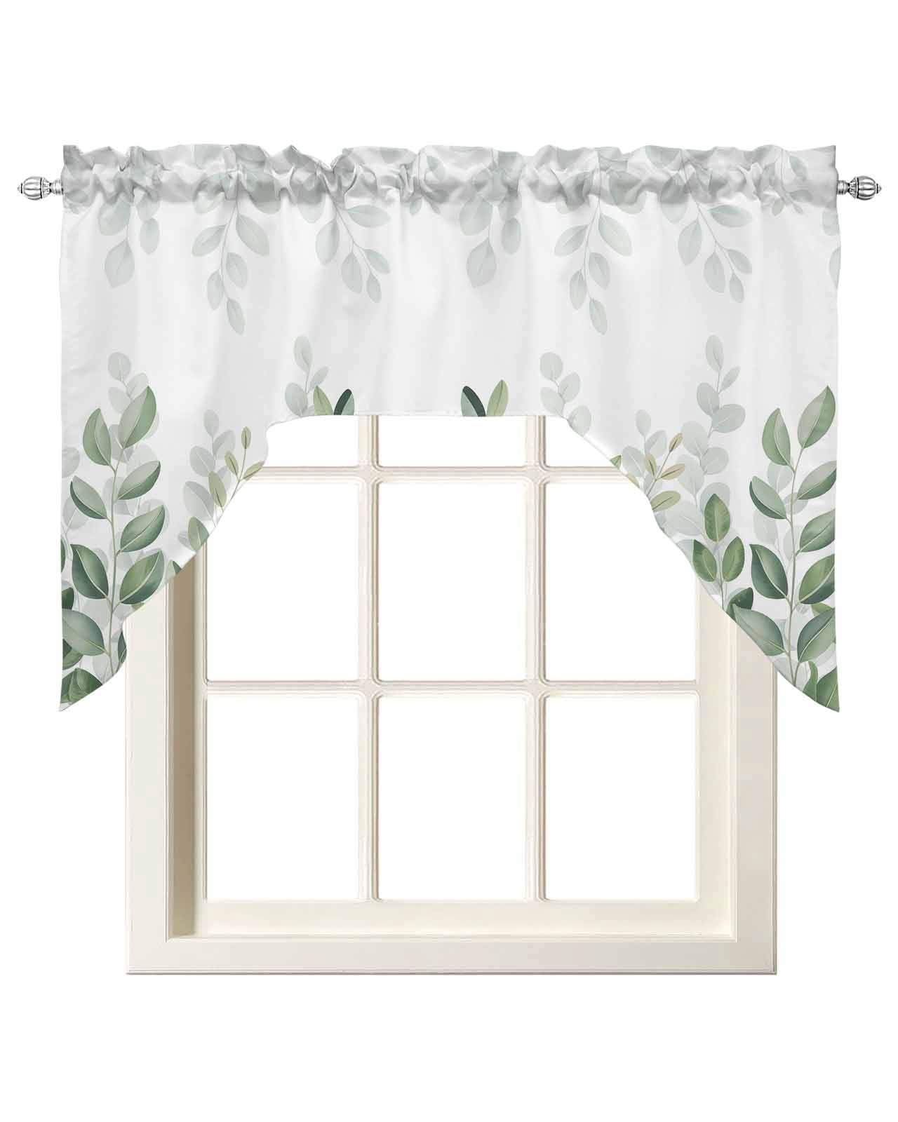 Spring Emerald Green Eucalyptus Swag Valances for Windows, Small ...