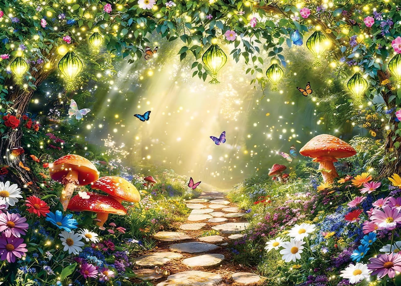 Spring Enchanted Forest Backdrop Garden Floral Butterfly Wonderland ...