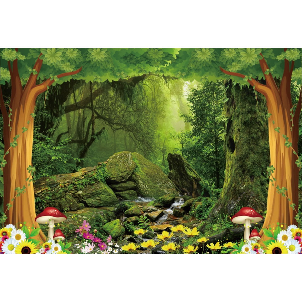 Spring Enchanted Garden Backdrop Forest Fairy Wonderland Baby Shower ...