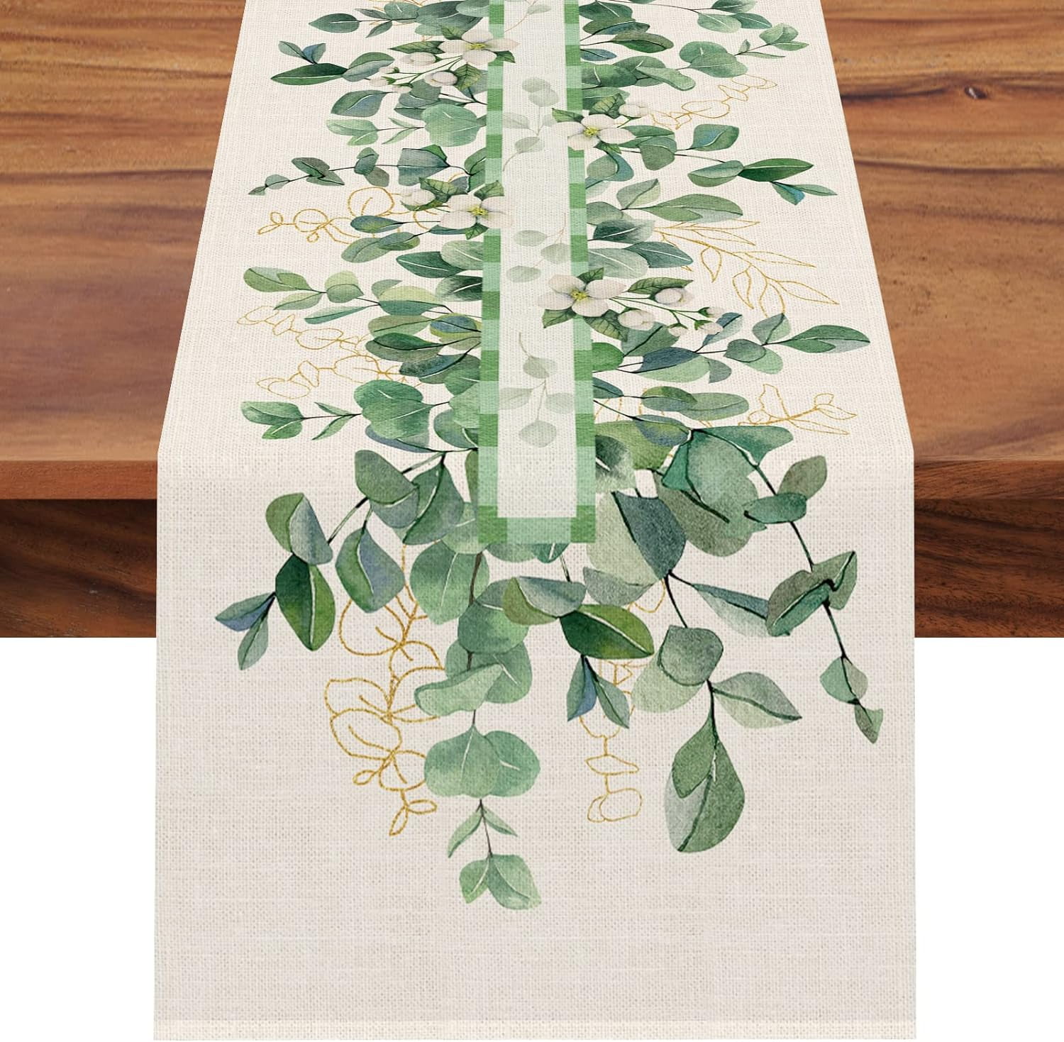 Spring Eucalyptus Leaf Greenery Table Runner, Green Plants Dogwood ...