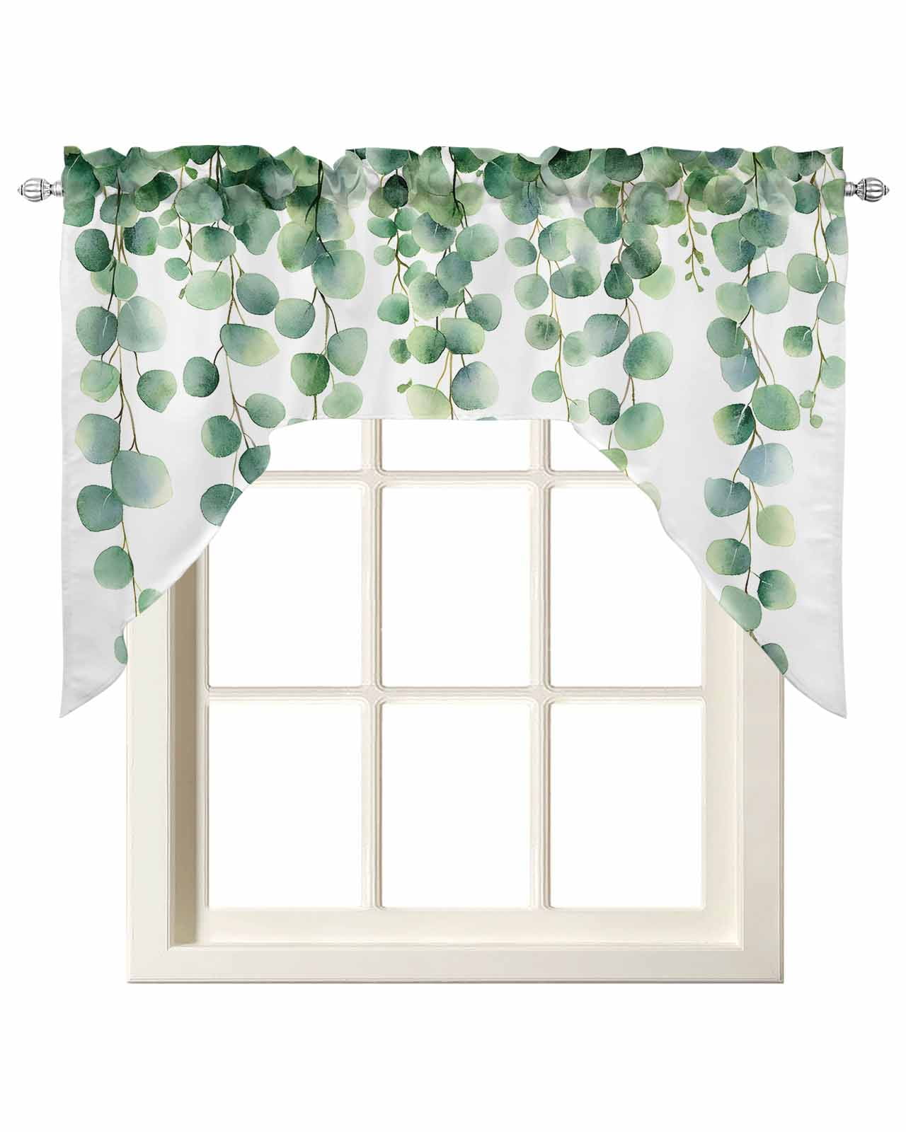 Spring Eucalyptus Leaf Kitchen Swag Valances for Windows, Simple ...