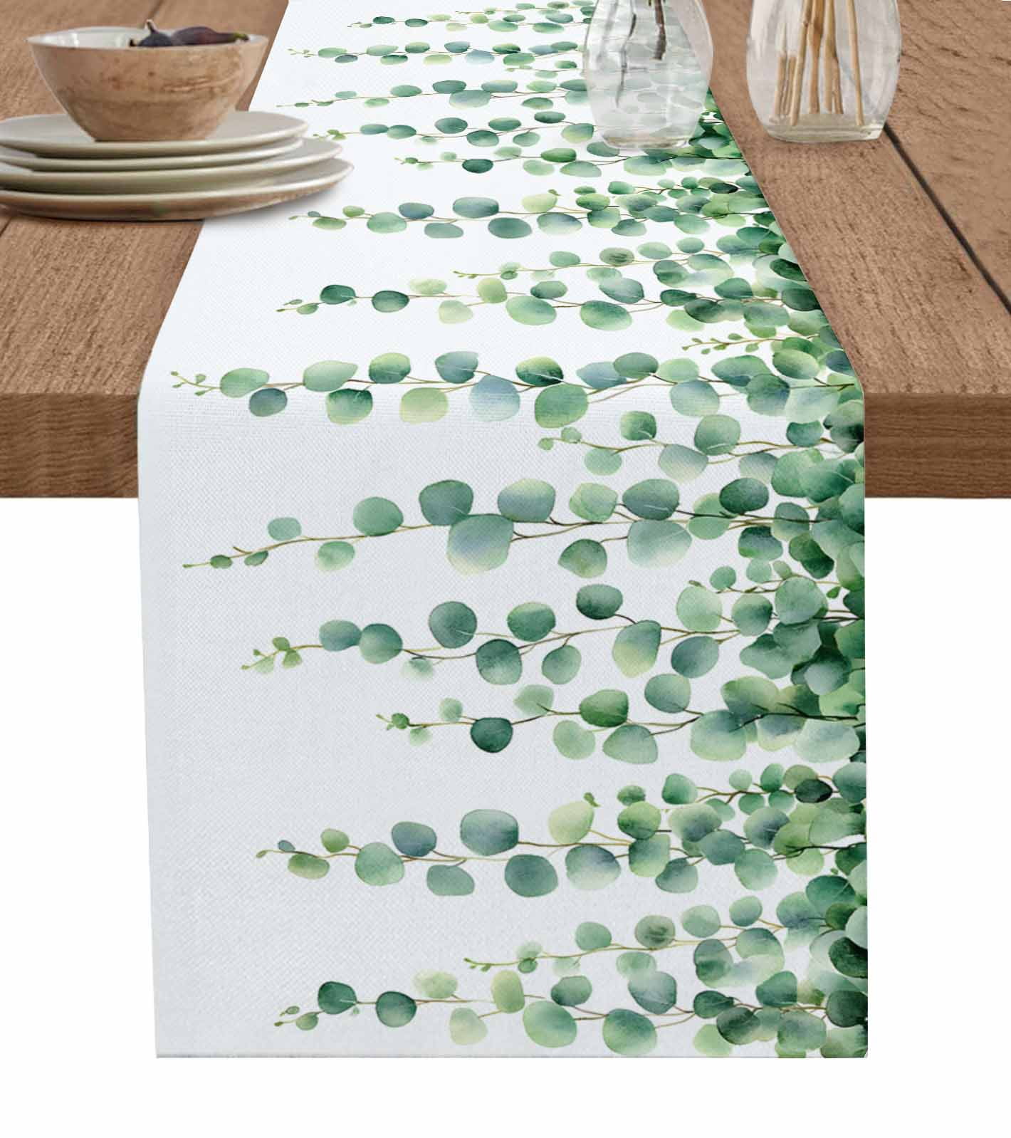 Spring Eucalyptus Leaf Table Runner 36 Inches, Simple Botanical ...