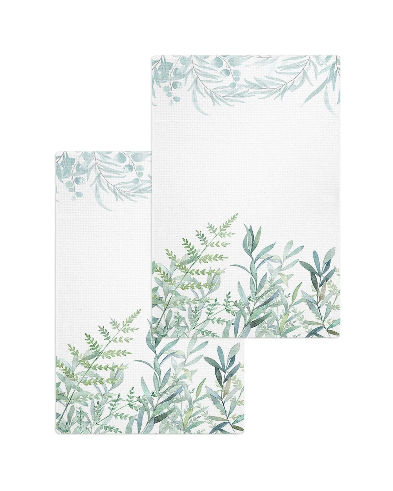 Spring Eucalyptus Leaves Bamboo Tea Towels Absorption Walf Checks ...