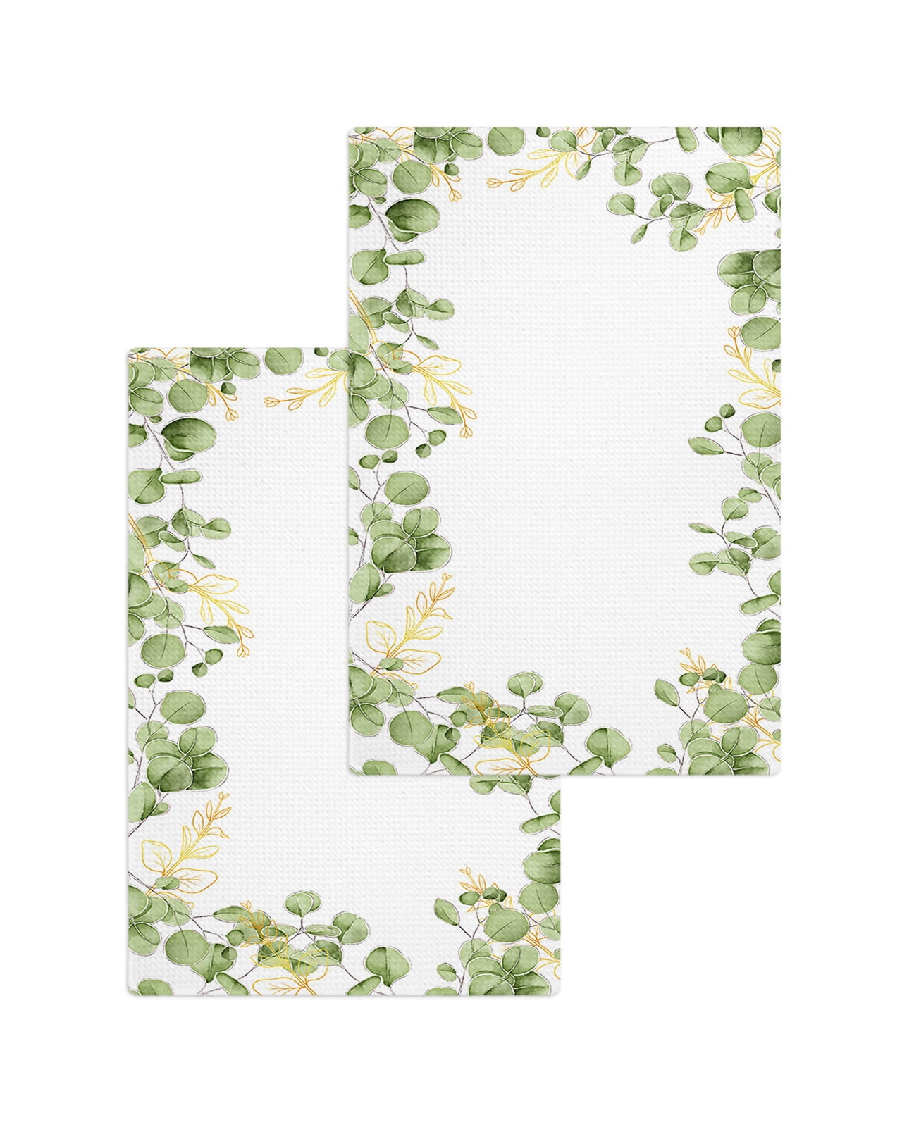 Spring Eucalyptus Leaves Bamboo Tea Towels Absorption Walf Checks ...