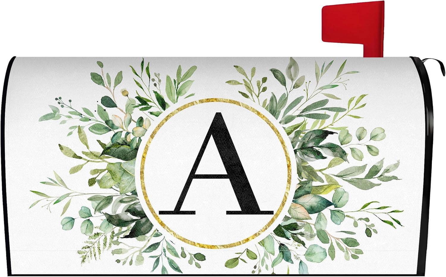 Spring Eucalyptus Leaves Monogram Letter A Mailbox Cover Magnetic 25 ...