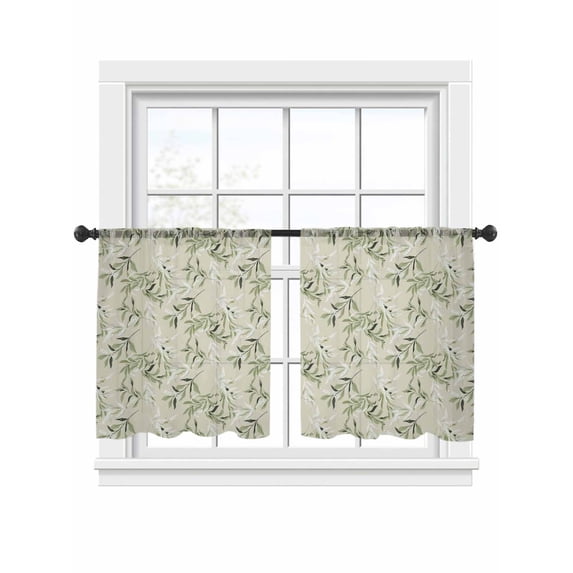 Spring Eucalyptus Leaves Sheer Curtains 54 Inches Long 2 Panels ...