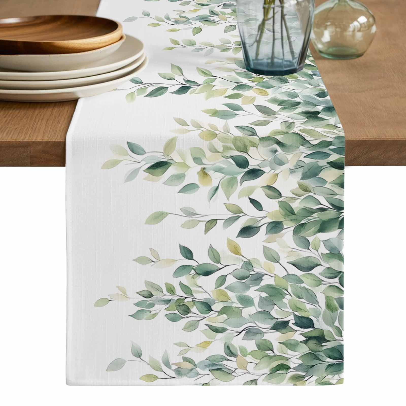 Spring Eucalyptus Leaves Table Runner, Botanical Weeping Summer ...