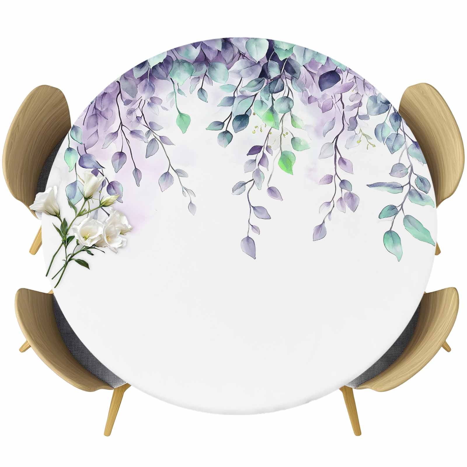 Spring Eucalyptus Round Tablecloth 36-44 Inch Round Fitted Table Cloth ...
