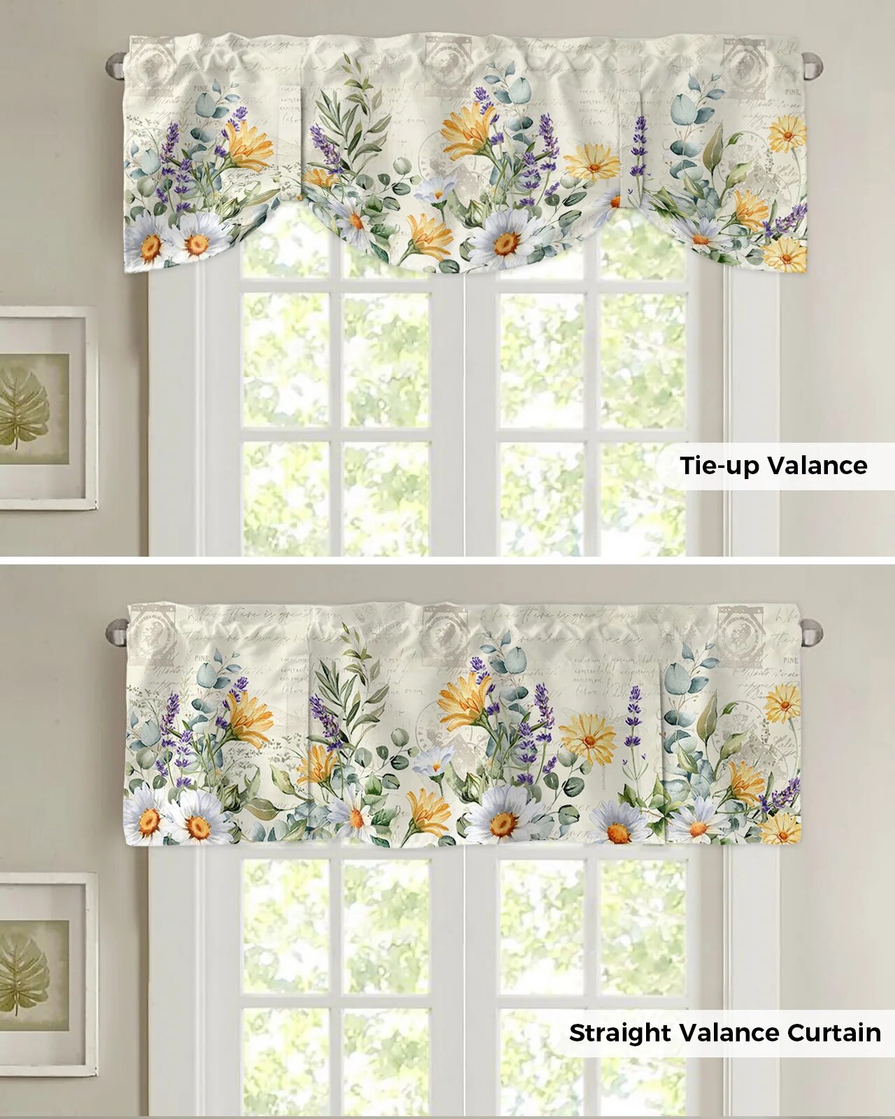 Spring Eucalyptus Sunflower Lavender Kitchen Curtains Balcony ...