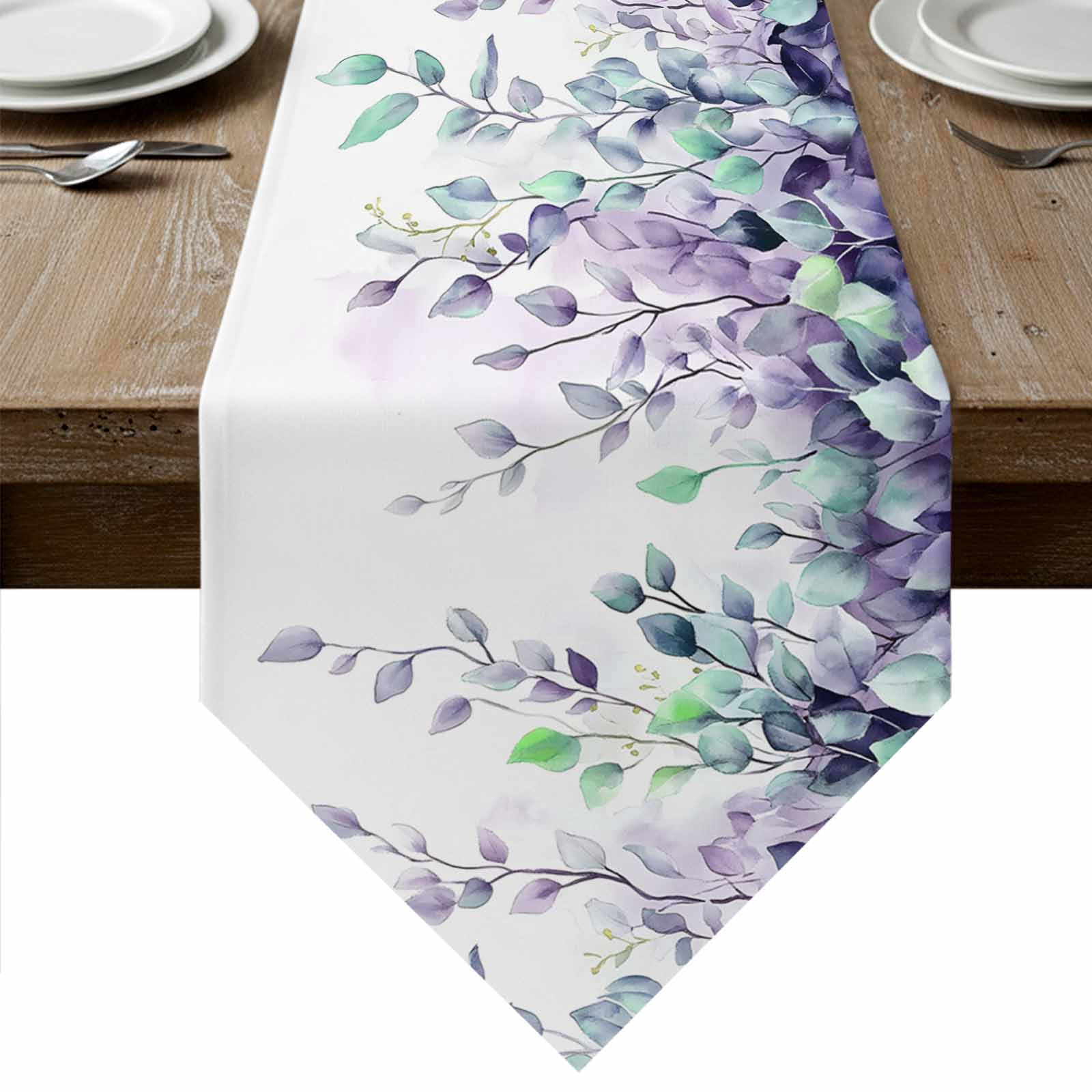 Spring Eucalyptus Table Runner Linen Burlap Table Runner 90 Inches Long ...