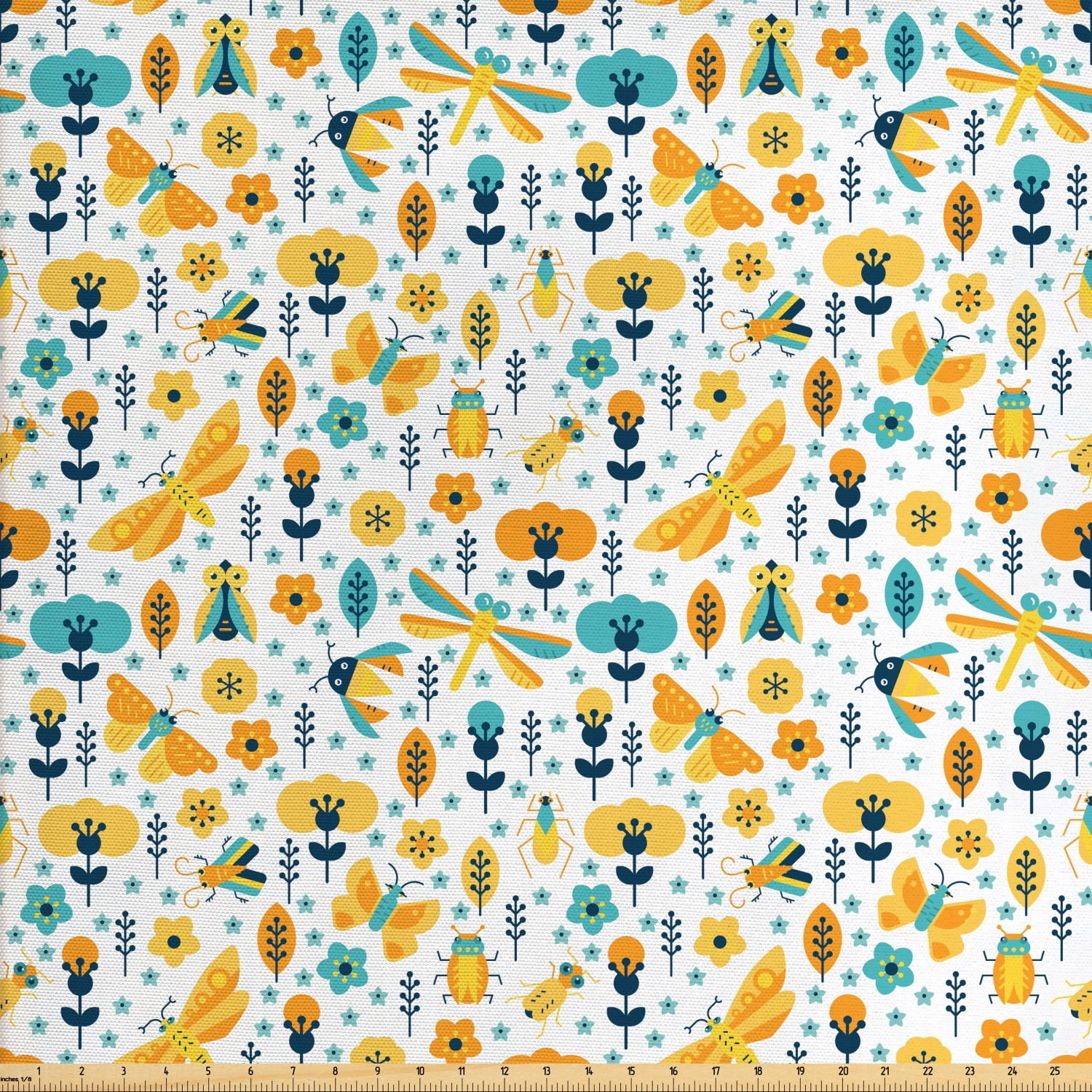 Spring Fabric by the Yard, Colorful Compoistion of Nature with ...