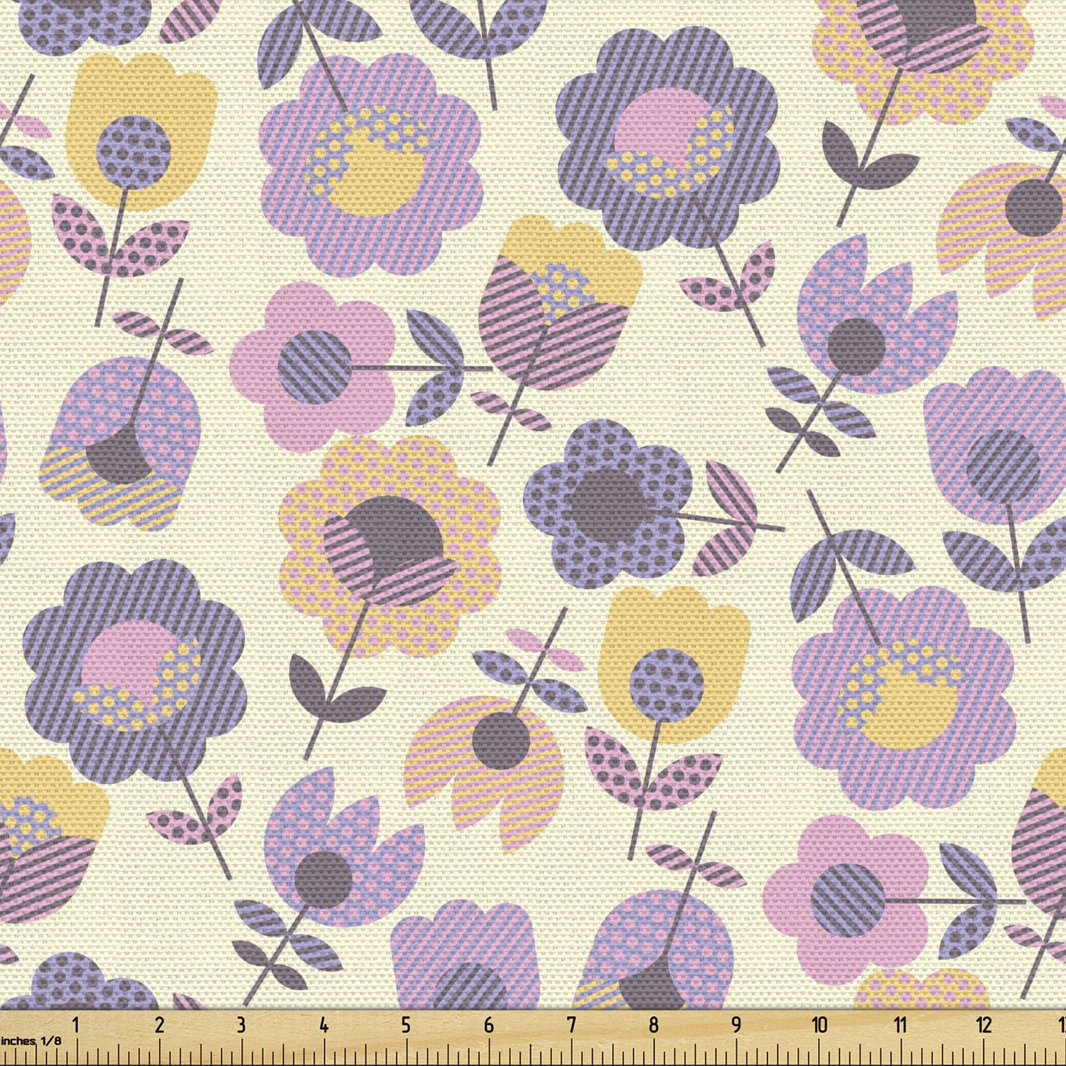 Ambesonne Spring Fabric by the Yard Upholstery, Graphic Tulip and Daisy ...
