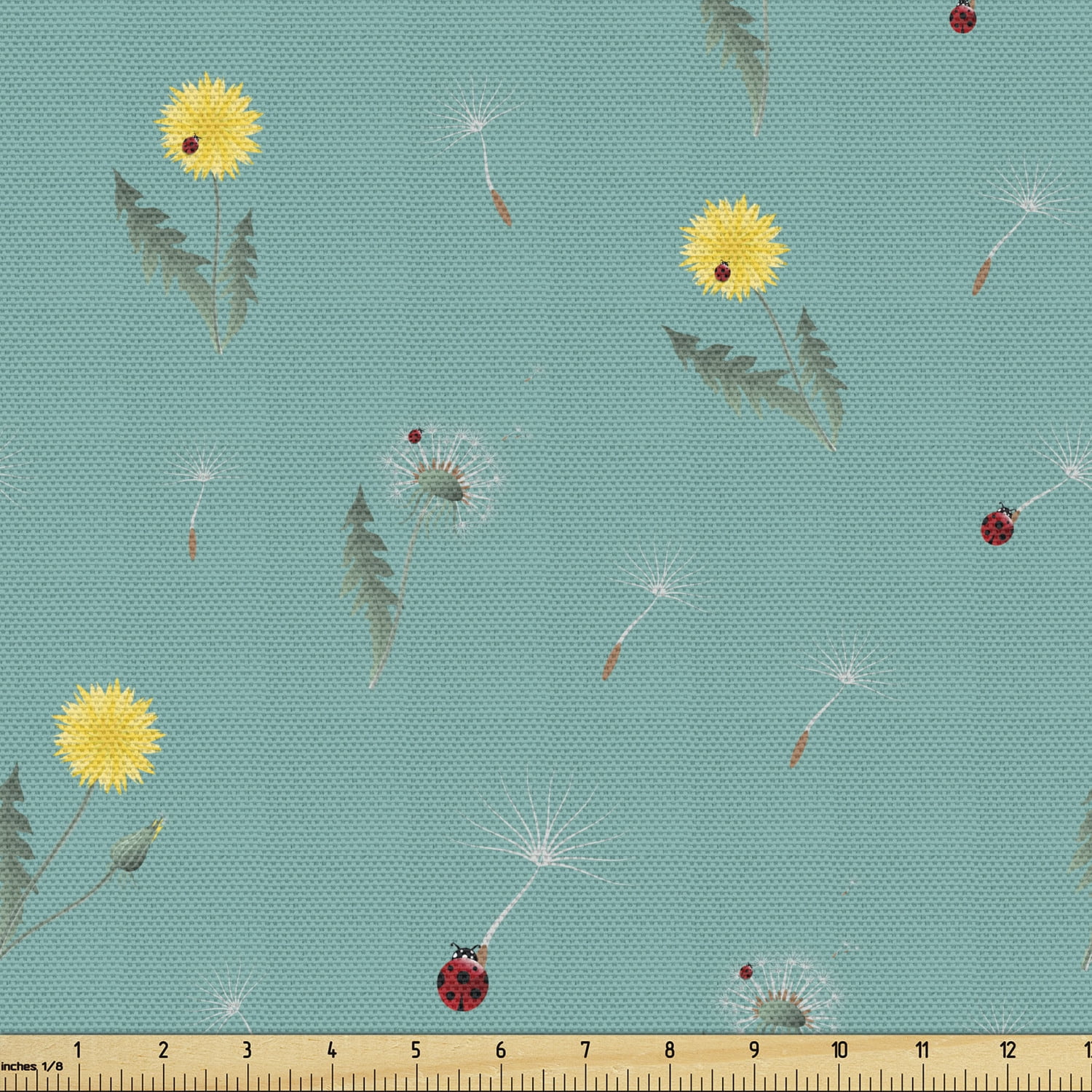 Spring Fabric by the Yard, Minimal Themed Pattern of Flying Dandelion ...