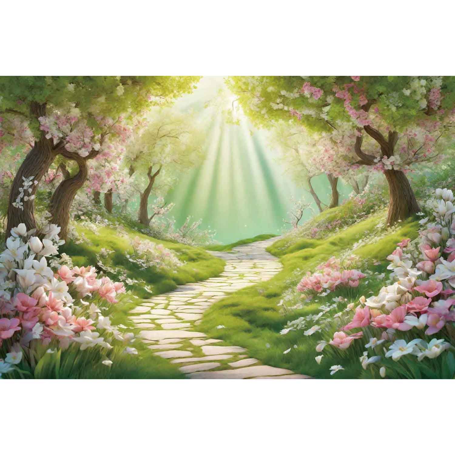 Spring Fairy Birthday Backdrop Cherry Blossom Forest Landscape ...