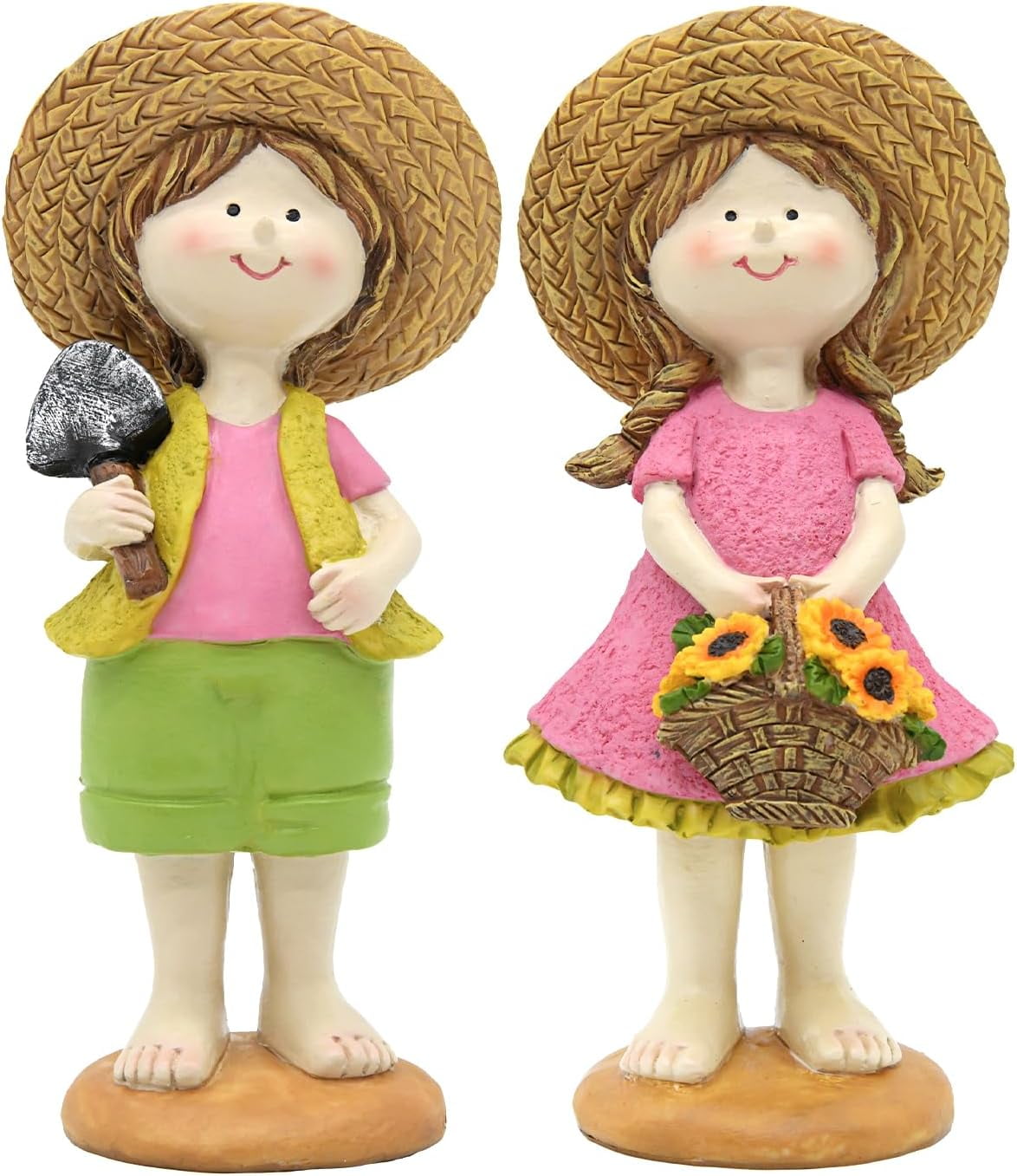 Spring Fairy Garden Decor, Resin Summer Sunflower Garden Statue Set ...