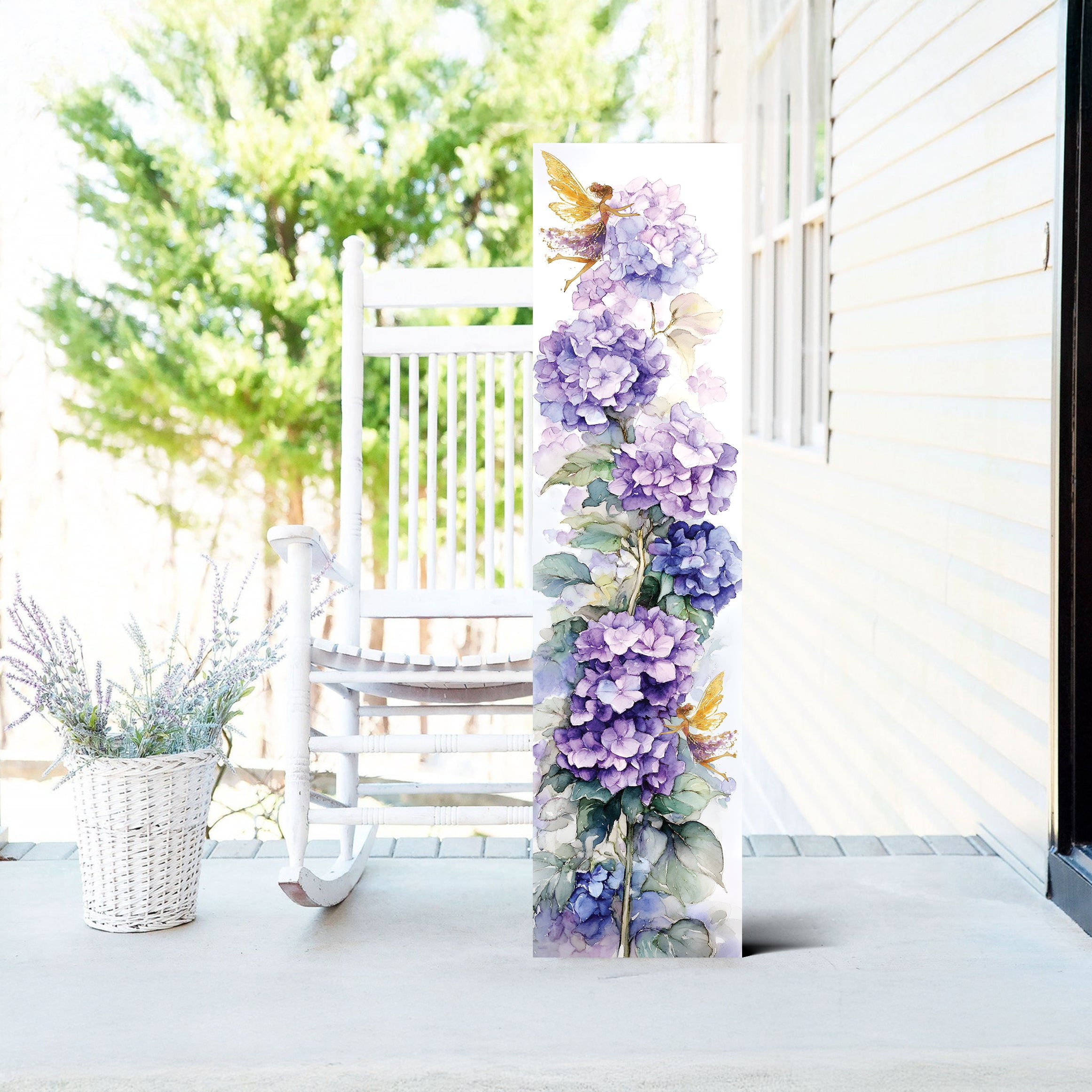 Spring Fairy Hydrangeas Porch Sign | Wooden Entryway Decor | UV Print ...