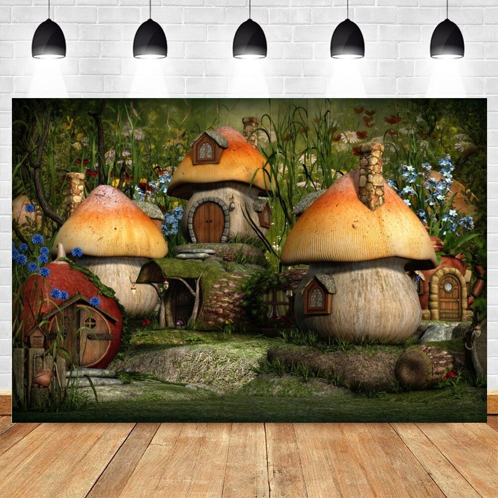 Spring Fairy Tale Mushroom Forest Backdrop Children Kids Birthday Party ...