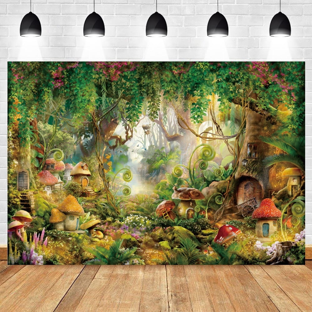Spring Fairy Tale Mushroom Forest Backdrop Children Kids Birthday Party ...