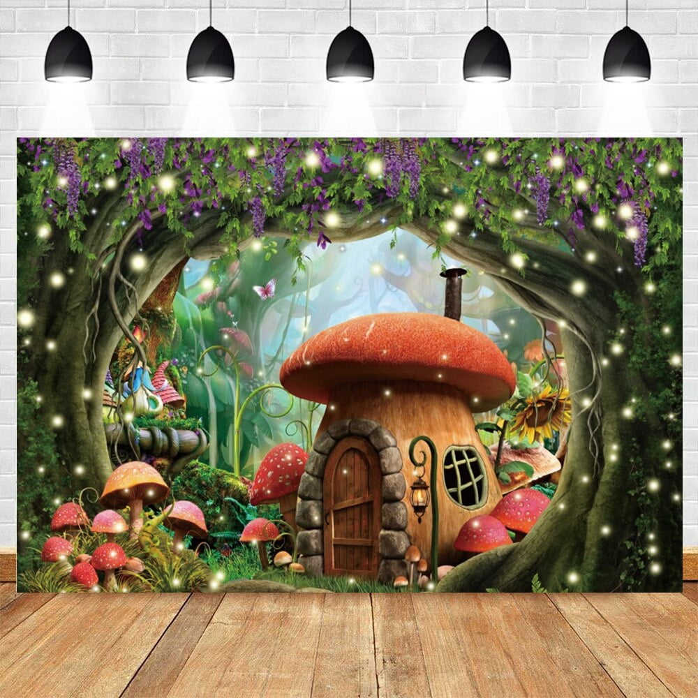 Spring Fairy Tale Mushroom Forest Backdrop Children Kids Birthday Party ...