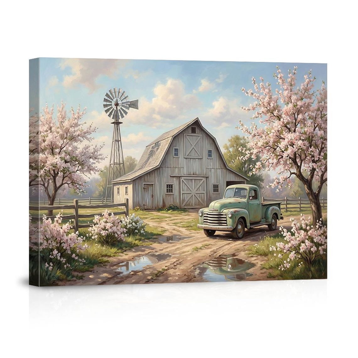 Spring Farm Barn Vintage Truck Windmill Rustic Farmhouse For Home ...