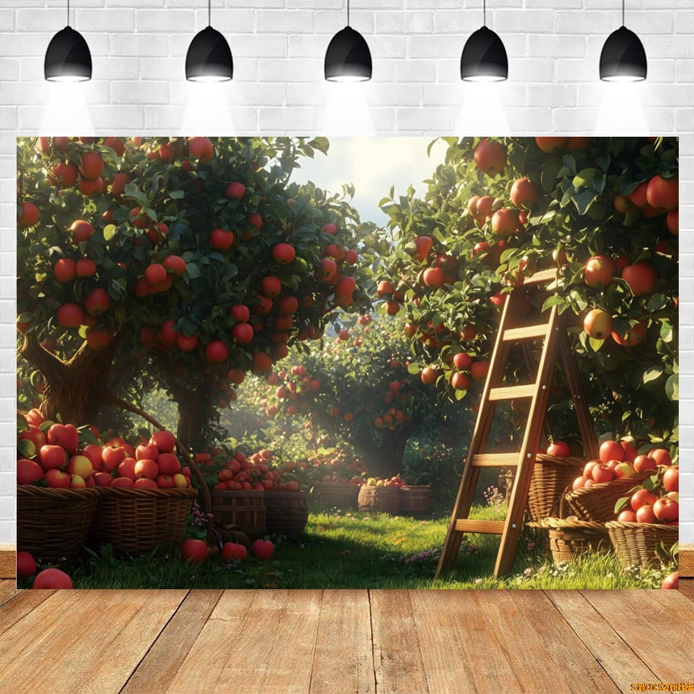 Spring Farm Orchard Photography Backdrop Fruit Tree Barn Wood Rustic ...