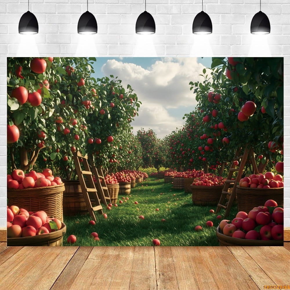 Spring Farm Orchard Photography Backdrop Fruit Tree Barn Wood Rustic ...