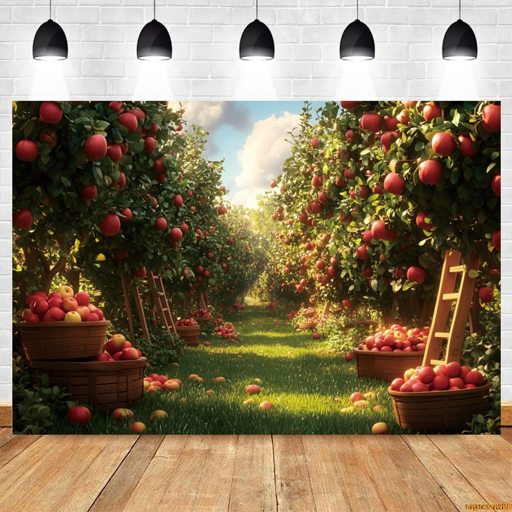 Spring Farm Orchard Photography Backdrop Fruit Tree Barn Wood Rustic ...