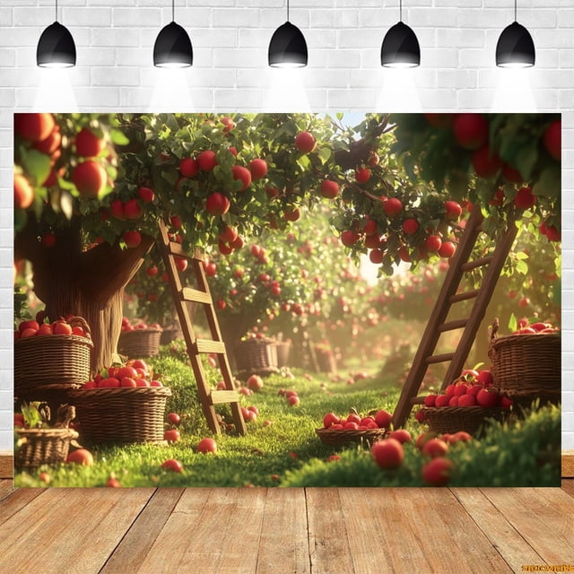 Spring Farm Orchard Photography Backdrop Fruit Tree Barn Wood Rustic ...