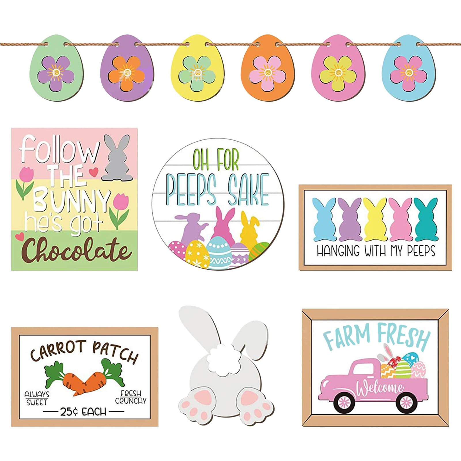 Spring Farmhouse Layered Tray Decoration Easter Rabbit Layered Tray ...