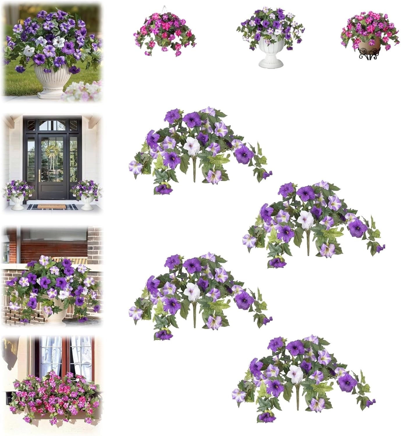Spring Faux Petunias Silk Flower UV Resistant No Fade Floral ...