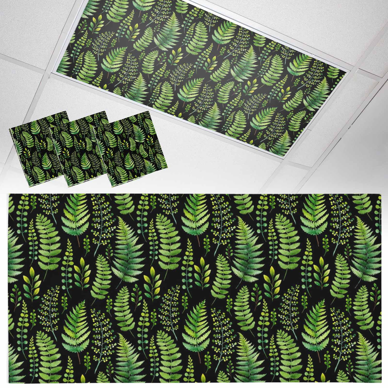 Spring Ferns Leaves Fluorescent Light Covers Watercolor Green Plant ...
