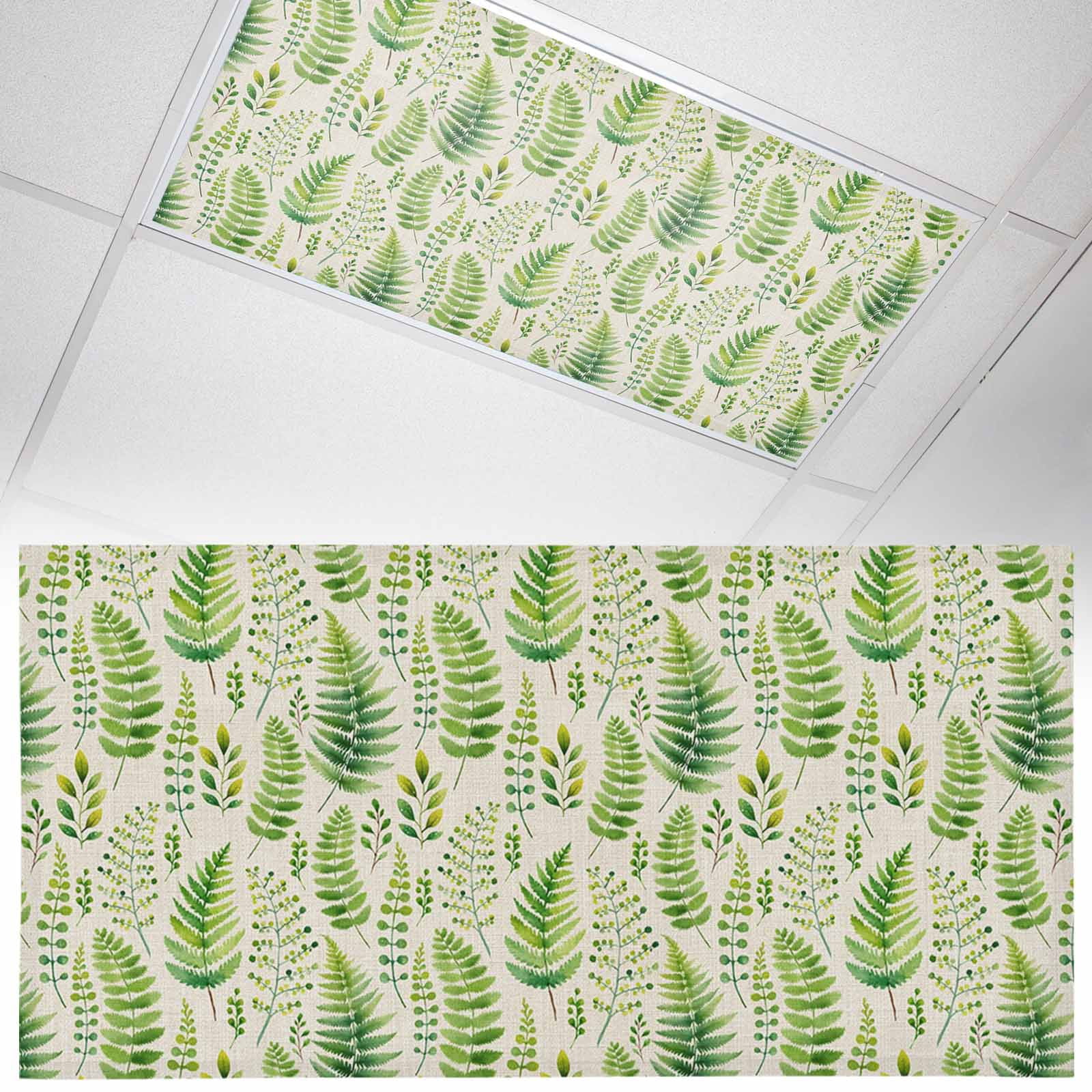 Spring Ferns Leaves Fluorescent Light Covers Watercolor Green Plant ...