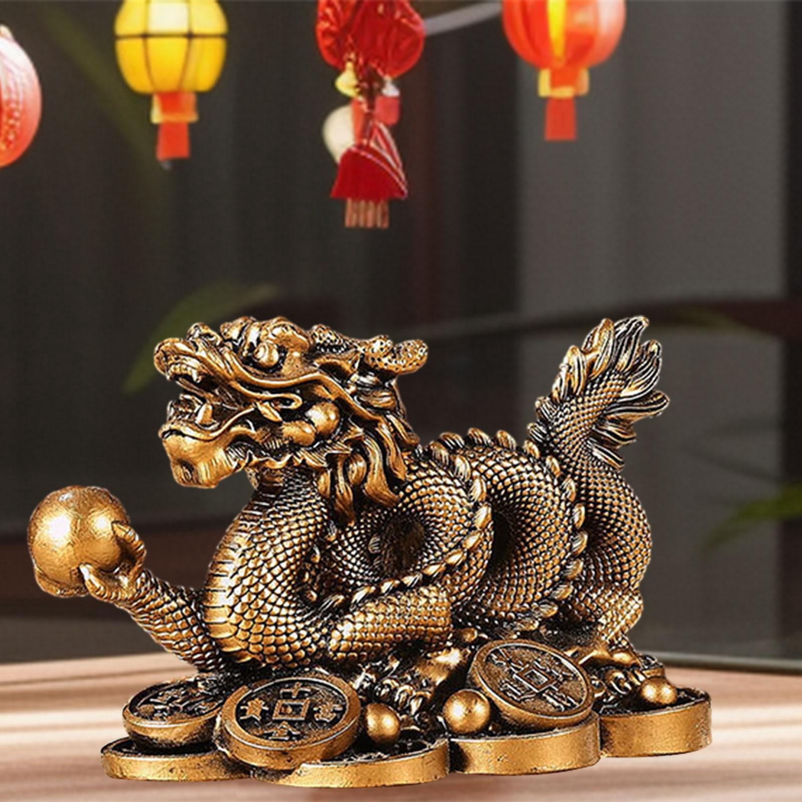 Spring Festival Chinese Dragon Statue Fengshui Ornament Handmade ...