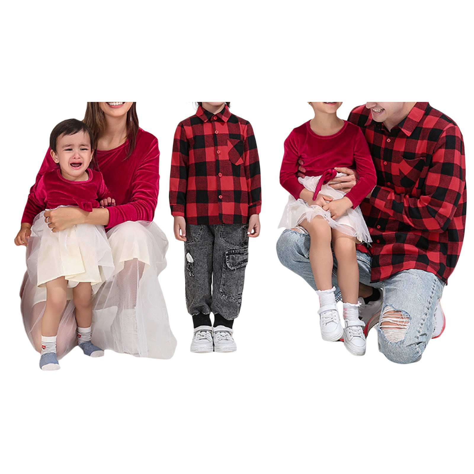 Spring Festival Family Matching Outfit Mother Daughter Mesh Patchwork ...
