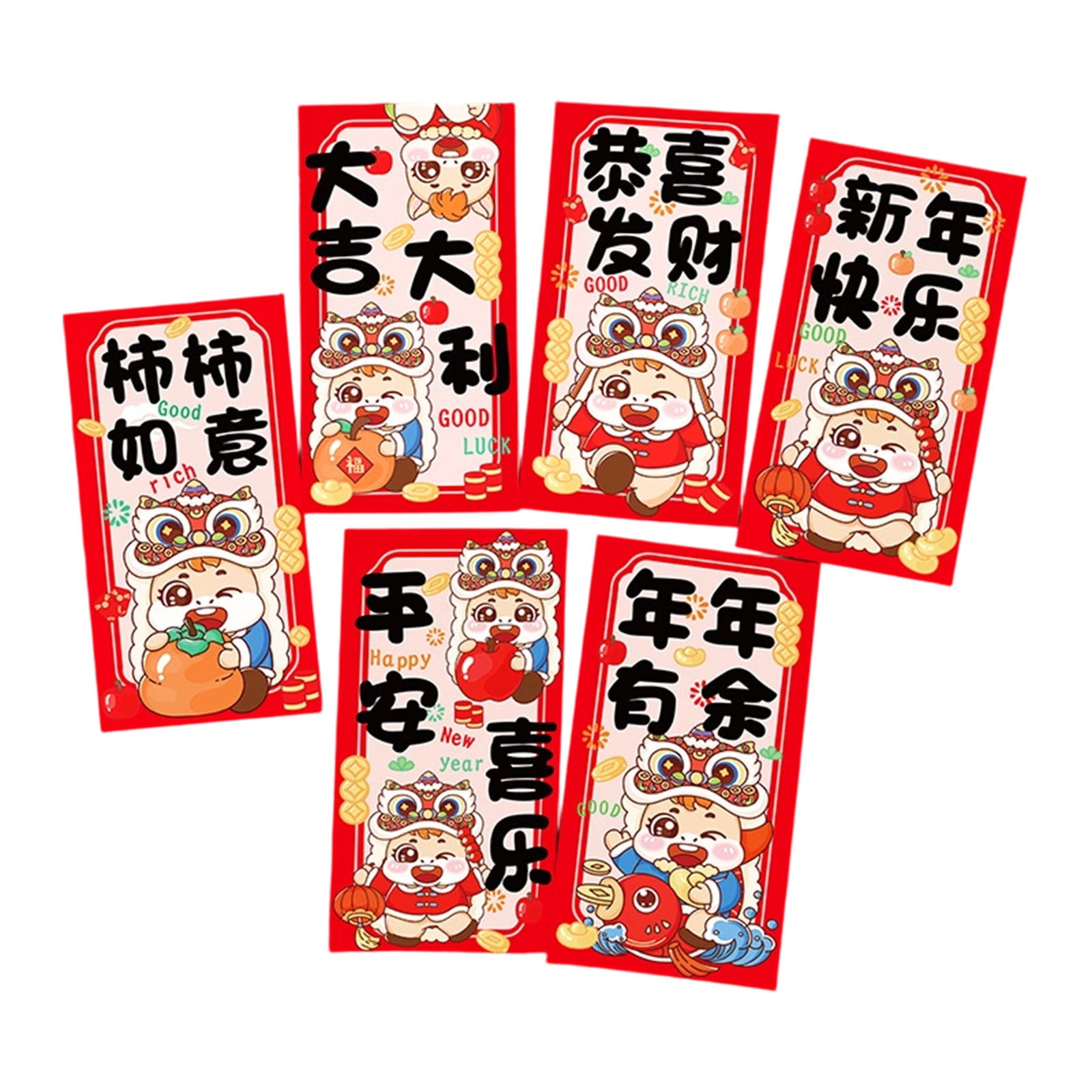 Spring Festival Horse Design Red Envelopes Set of 6 - Lunar New Year ...