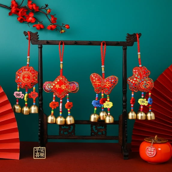Spring Festival Wind Chimes Sachet Car Pendant Vibrant Color Embroidery ...