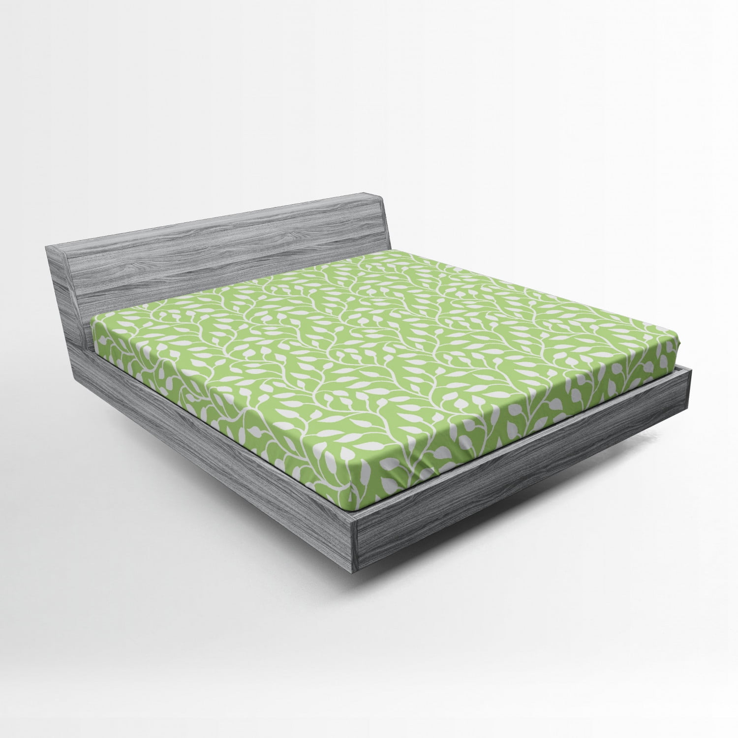 Spring Fitted Sheet, Modern Design Leaf Pattern Illustration Park ...