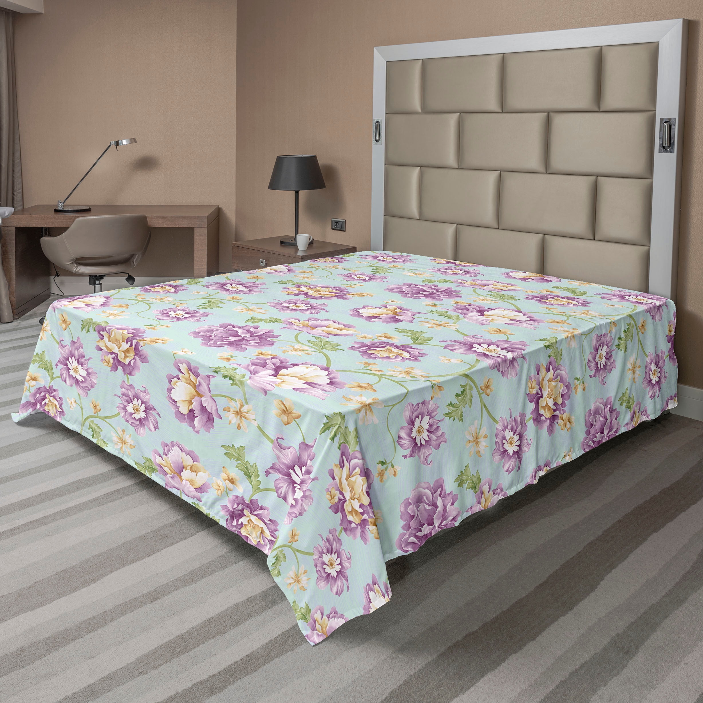 Spring Flat Sheet, Continuous Colorful Flowers Floral Concept ...