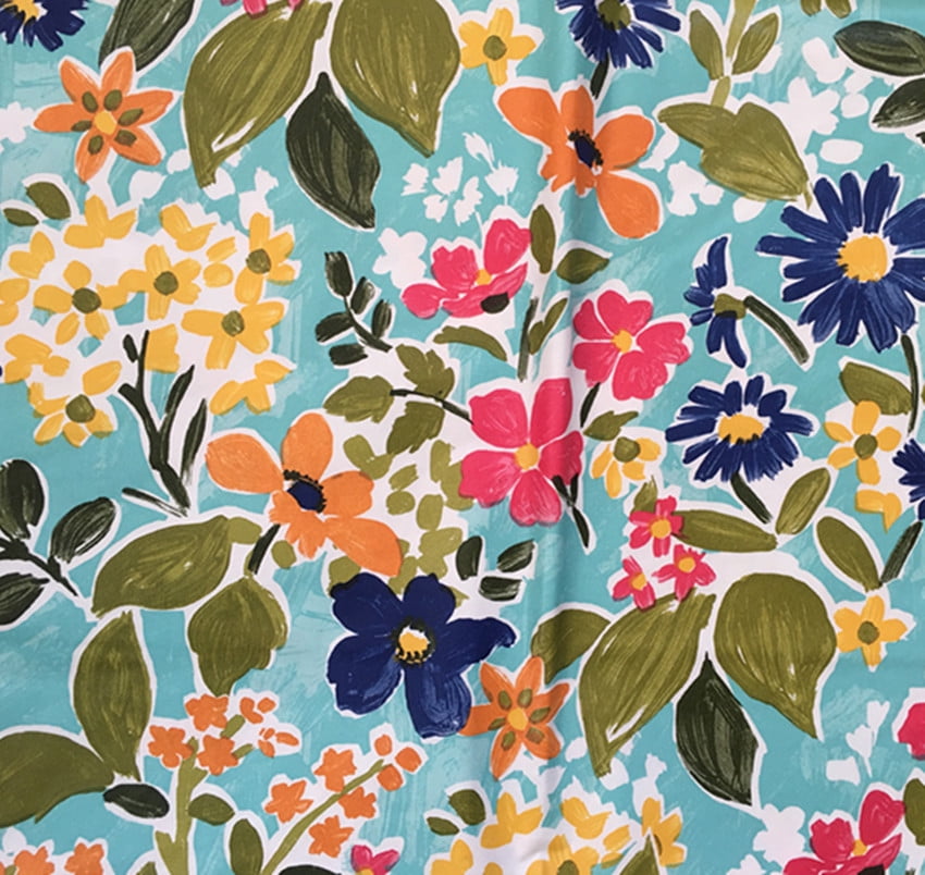 Spring Fling Flowers on The Water Vinyl Flannel Back Tablecloth (52" x ...