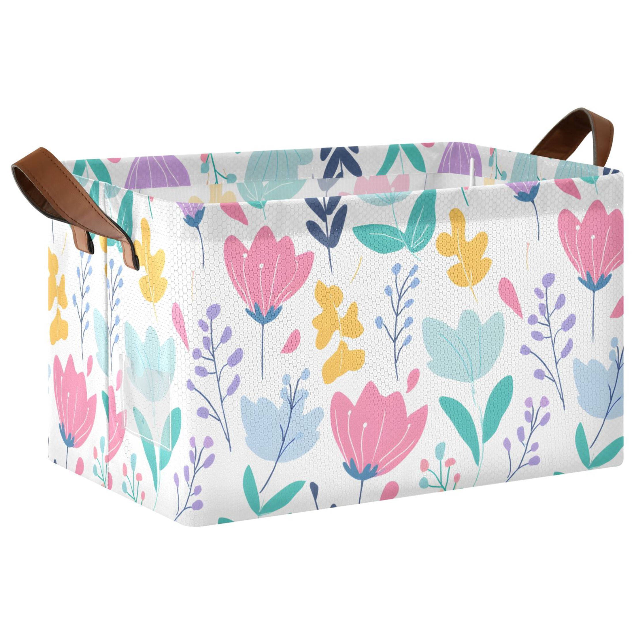 Spring Flora Design Collapsible Storage Bin Open Home Shelf Basket ...