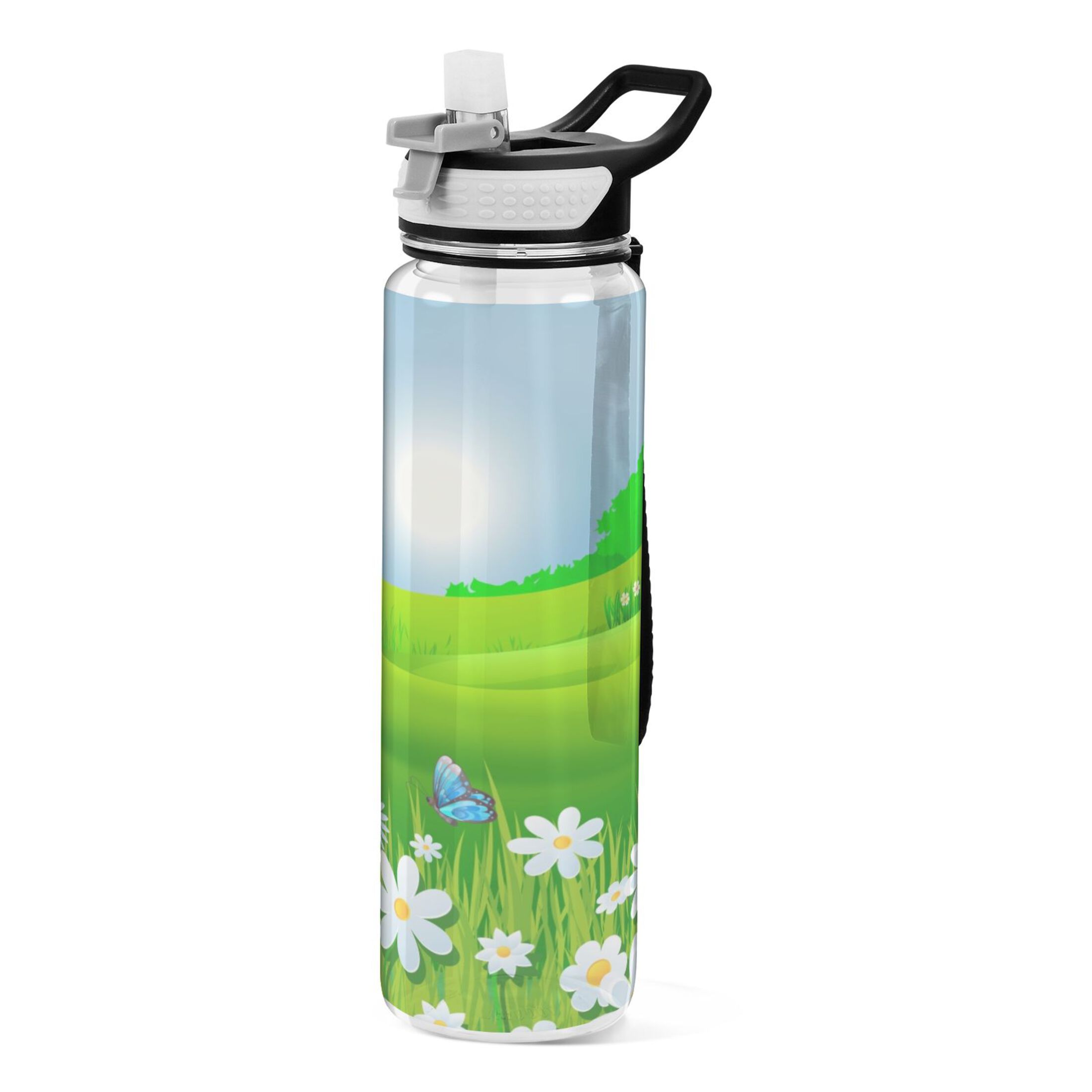 Spring Floral 32oz Sports Water Bottles Leakproof Tritan Bottle with Straw BPA Free Clear Bottle ...