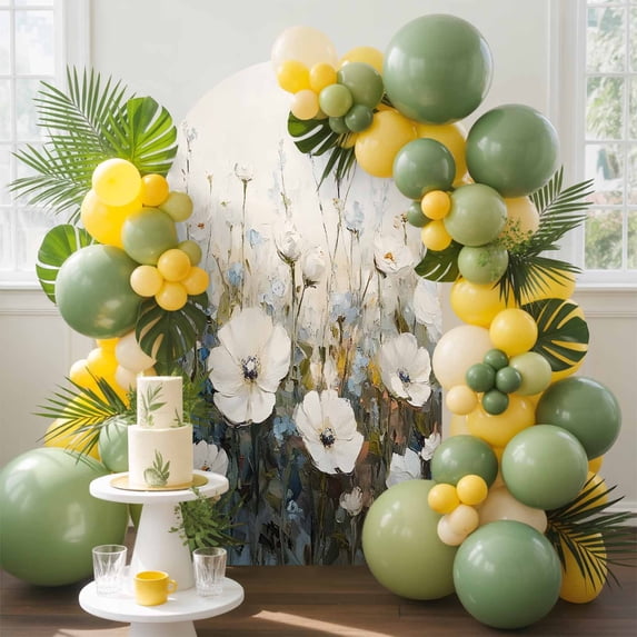 Spring Floral Arch Backdrop Cover, 4FT, Oil Painting Vintage White ...