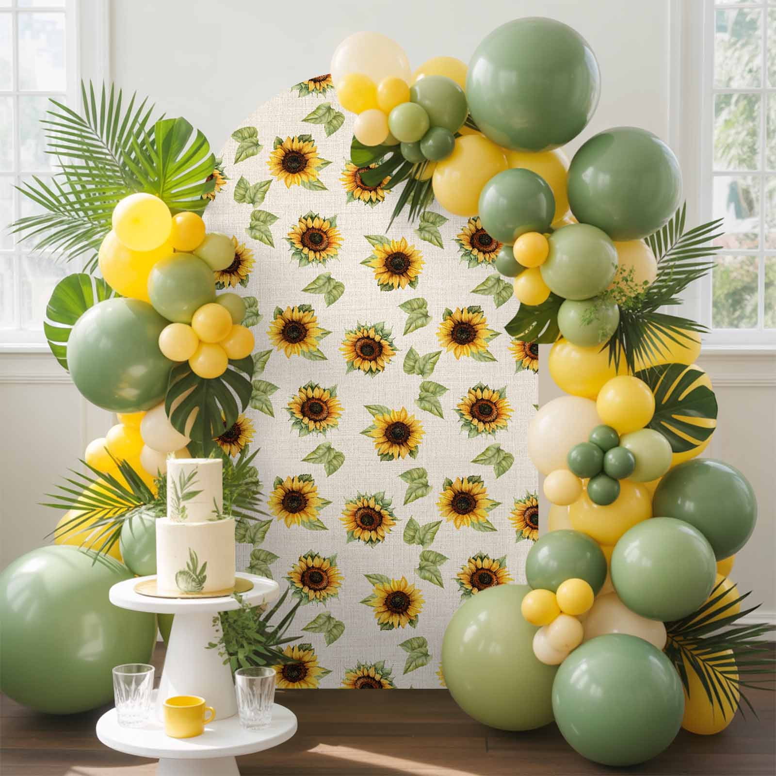 Spring Floral Arch Backdrop Cover, 6FT, Summer Country Sunflower Floral ...