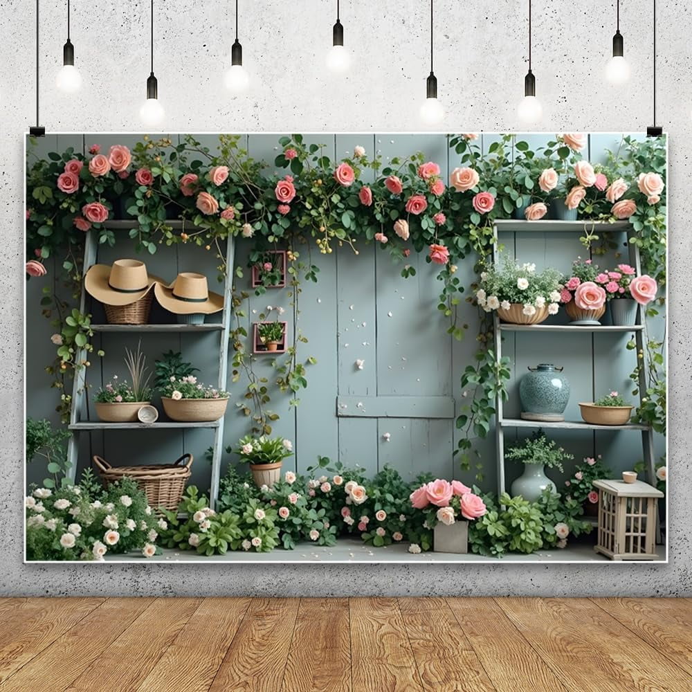 Spring Floral Backdrop Pink White Flowers Decoration Greenhouse ...