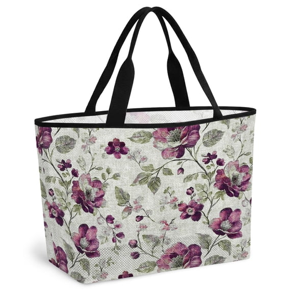 Spring Floral Beach Bag for Women, Large Breathable Mesh Beach Tote Bag ...