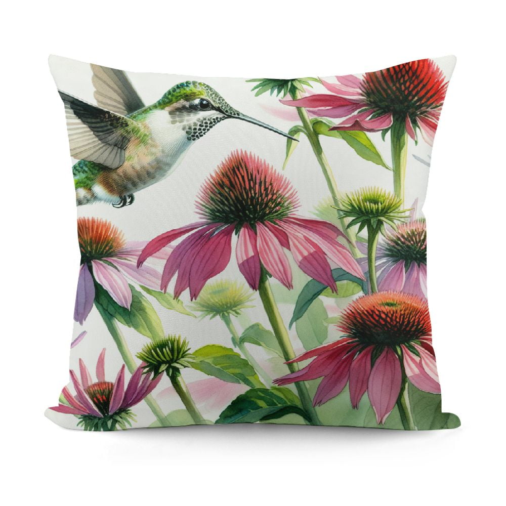 Spring Floral Birds Throw Pillow Covers Hummingbird Flowers Decorative ...