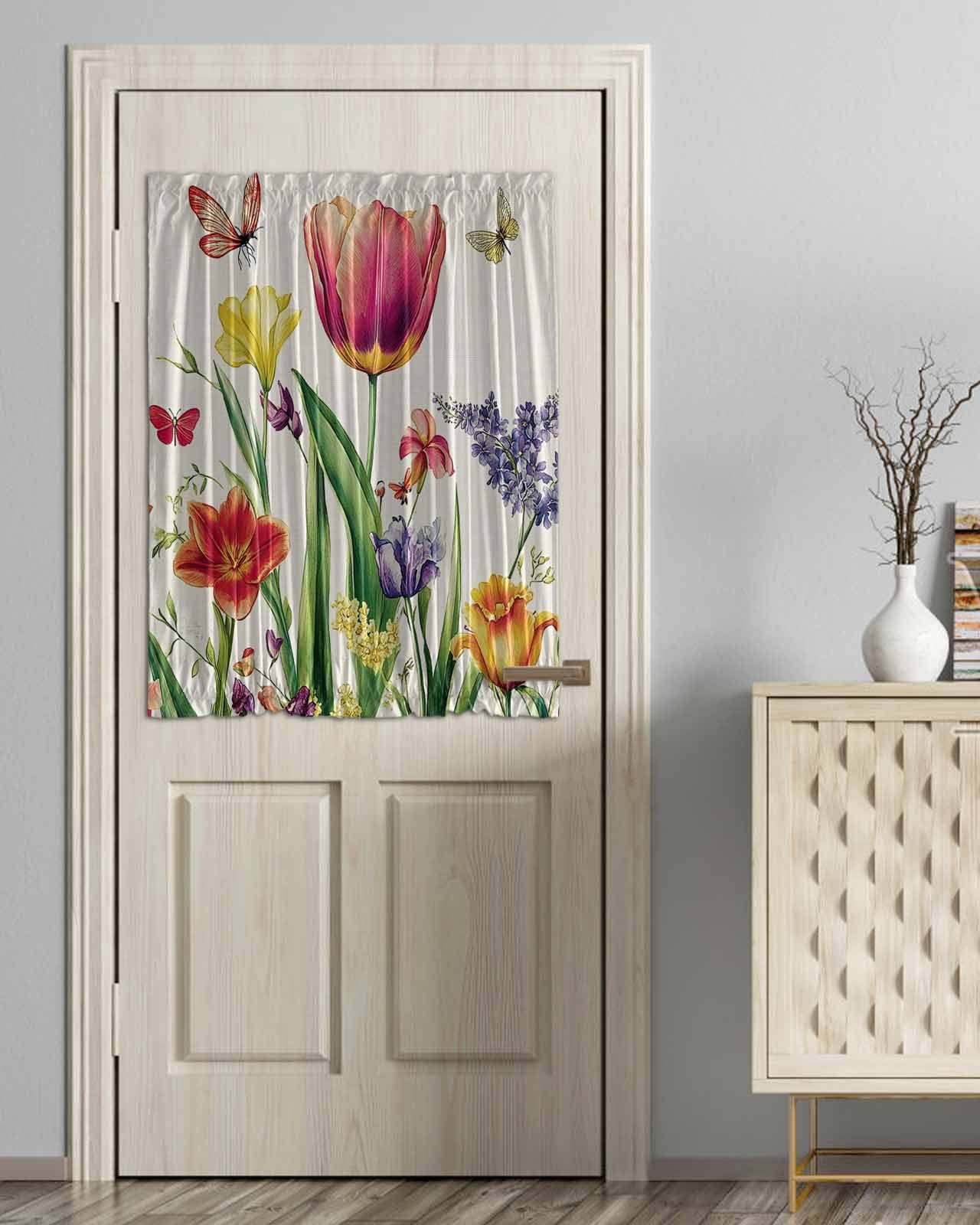 Spring Floral Blackout Door Curtains for French, Glass,Front, Back ...